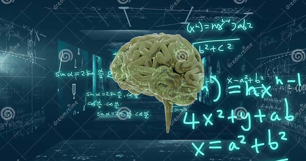 Image of Human Brain, Ai Mathematical Data Processing Stock Image ...