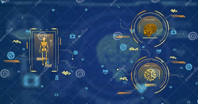 Image of Human Brain and Body with Scientific Data Processing Stock ...