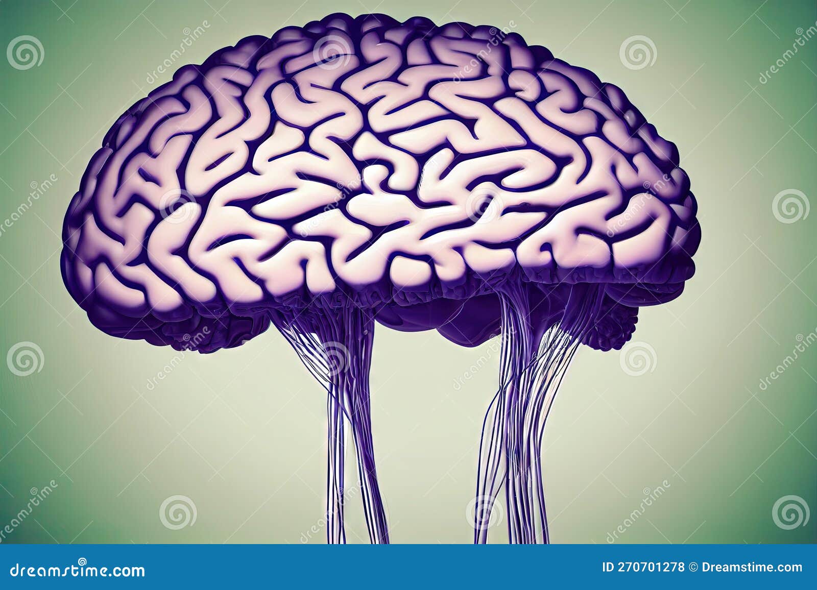 Image of Human Brain with Convolutions in Purple on Light Background ...