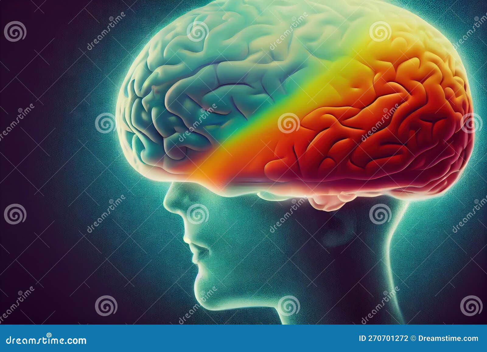 Image of Human Brain with Differently Colored Areas. Stock Illustration ...