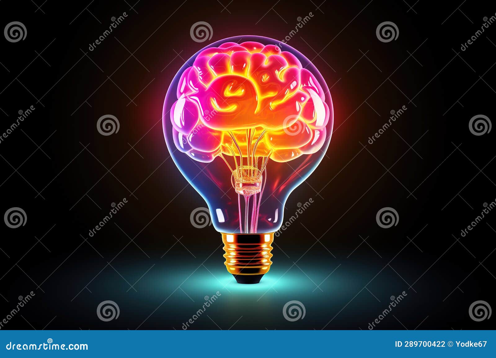 Image of Human Brain Inside Colorful Abstract Light Bulb. Illustration ...