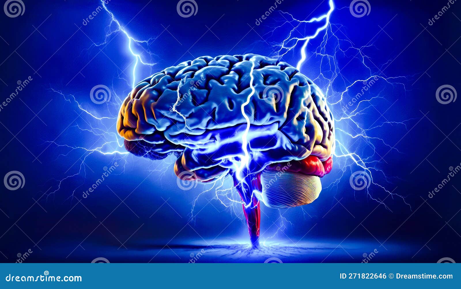 An Image of Human Brain with Lightning Coming Out of it. Generative AI ...