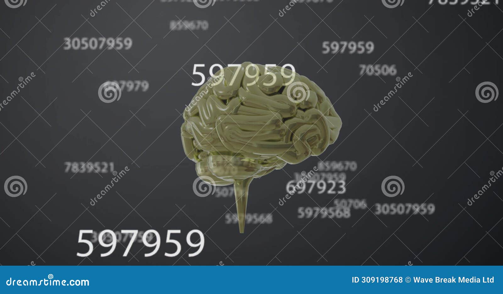 Image of Human Brain and Numbers Data Processing on Grey Background ...