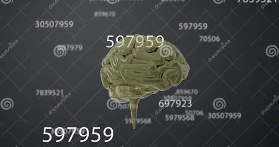 Image of Human Brain and Numbers Data Processing on Grey Background ...