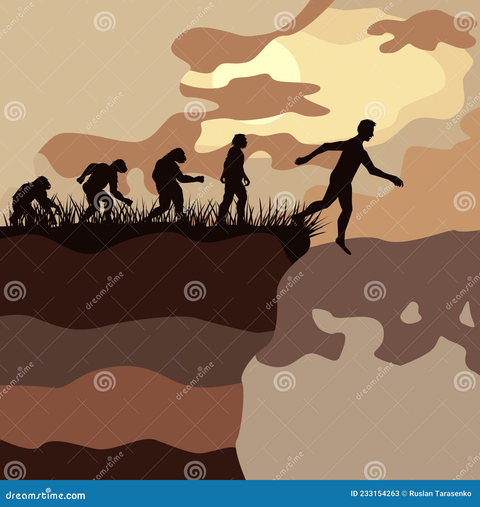 Vector Image of Human Evolution and Development, Which Leads To a Fall ...