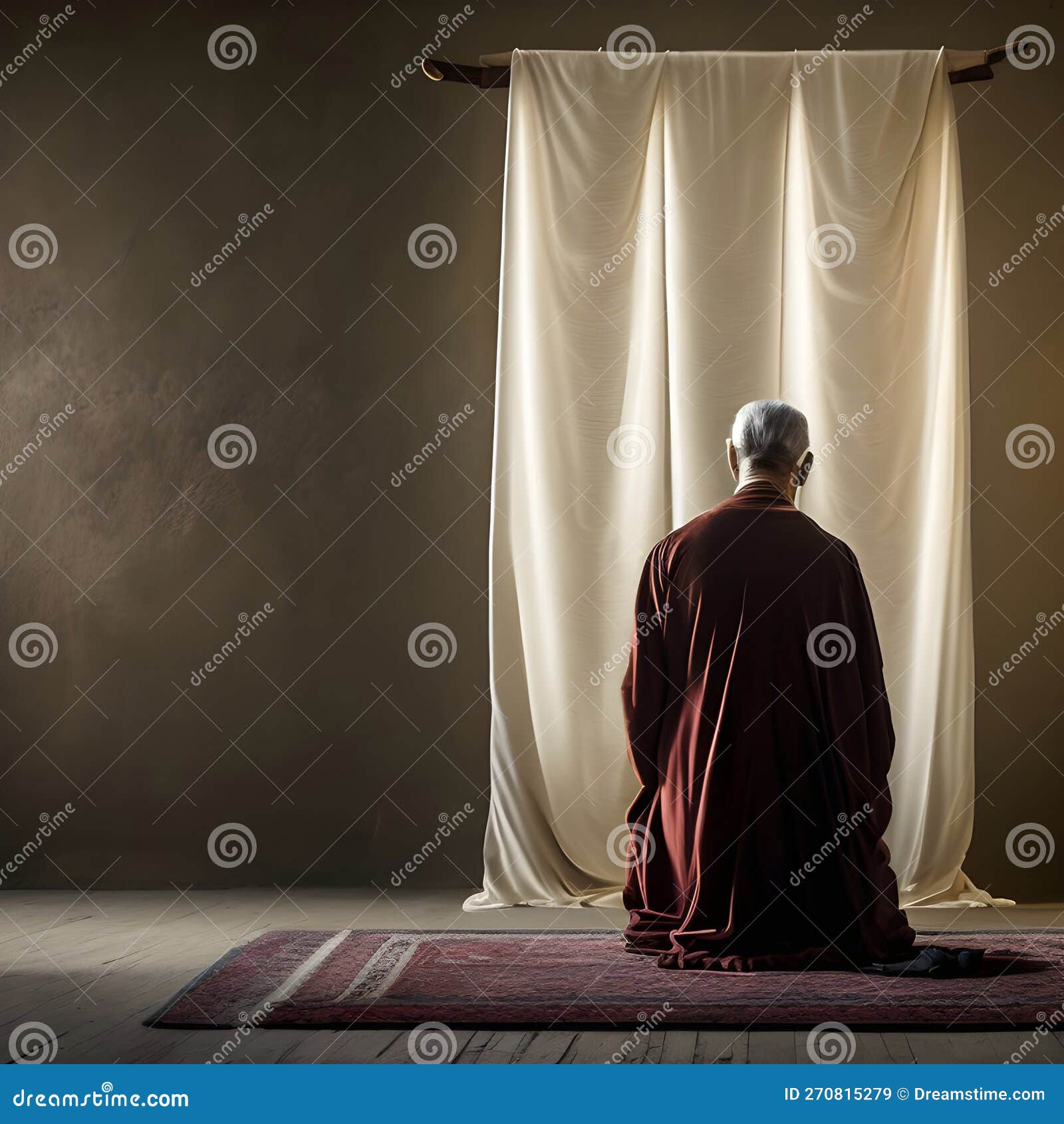 Image of the a Human Figured,illuminated by a Single Candle and Praying ...