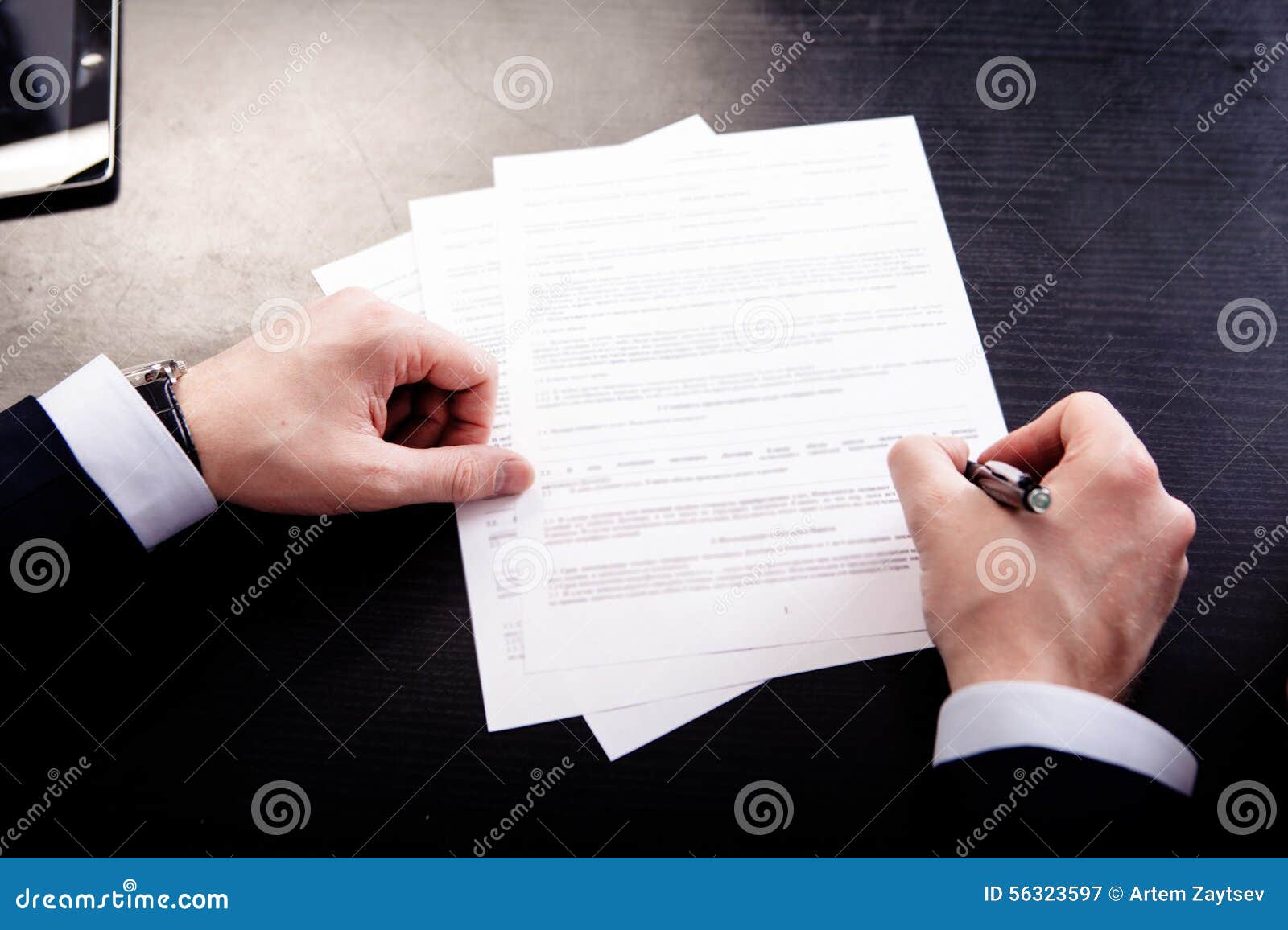 Image of Human Hand with Pen Over Documents at Stock Image - Image of ...