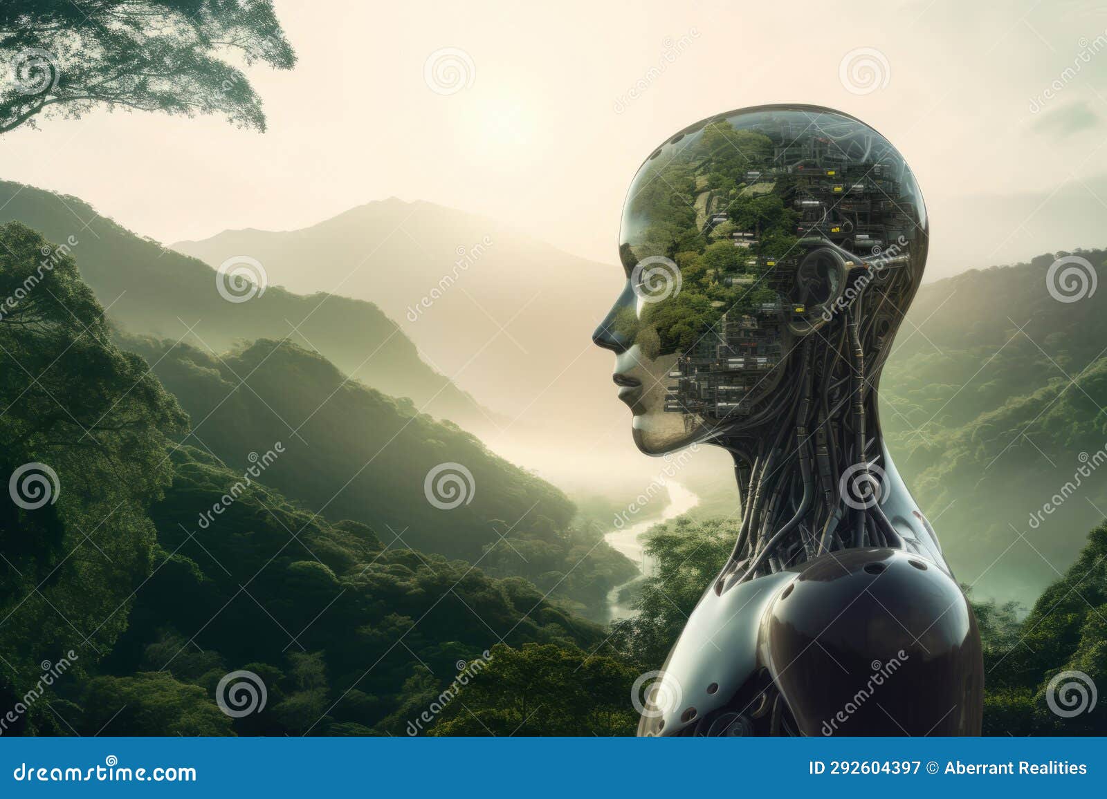 An Image of a Human Head with Trees Growing Out of it Stock ...