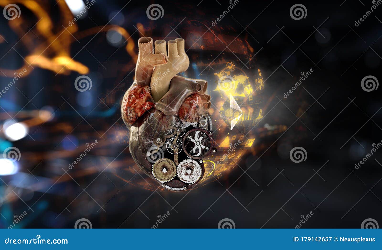Image of Human Heart Made of Metal Elements Stock Image - Image of ...