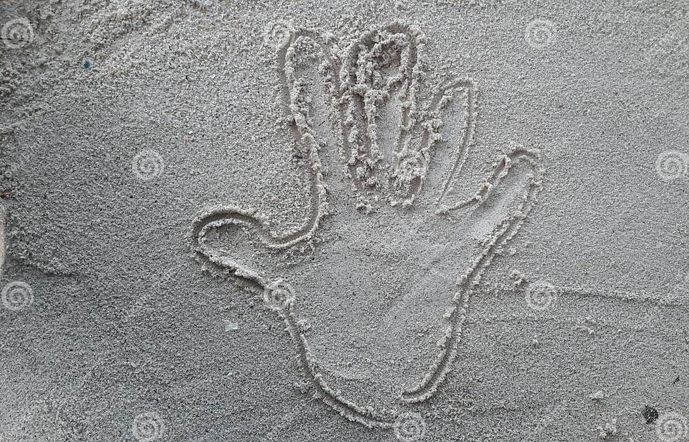 Image of Human Palm on Beach Sand Stock Photo - Image of relief ...