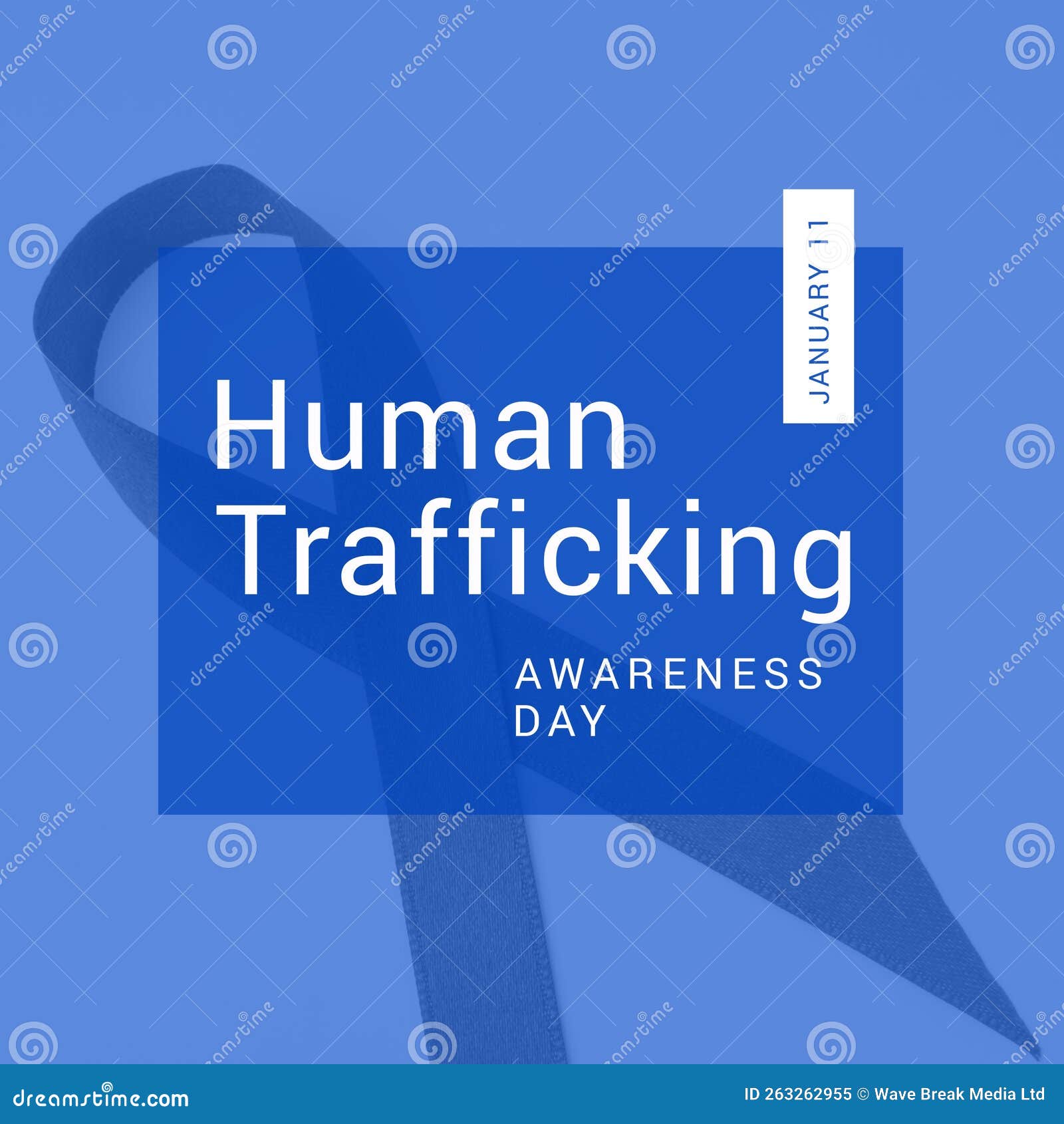 Image of Human Trafficking Awareness Day Over Blue Background with ...