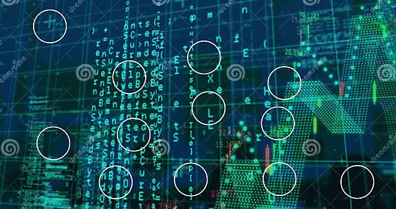 Image of Icon Flowchart, Multiple Graphs and Computer Language Over Abstract Background Stock ...