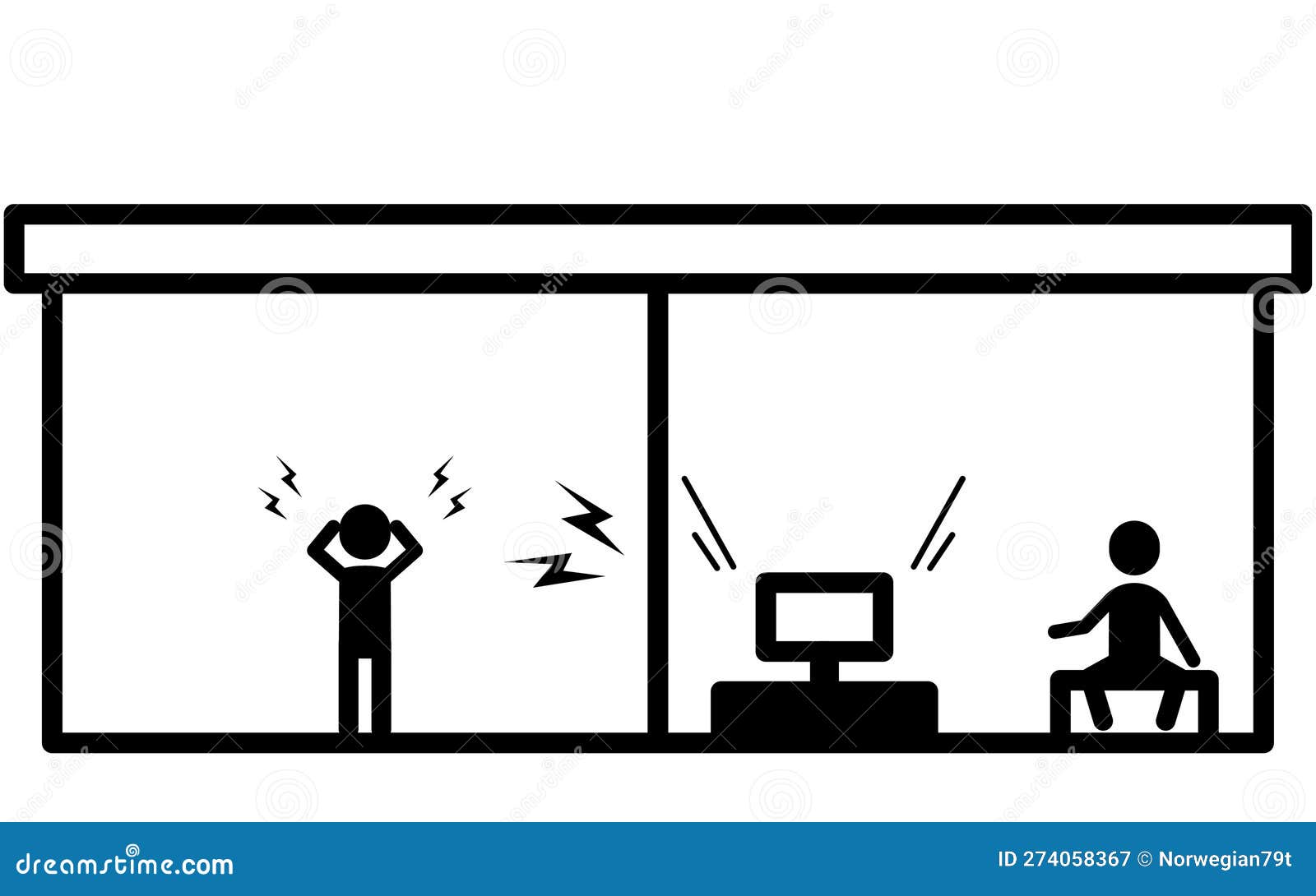 Neighbor Person Nailing Hook Nail By Big Hammer , Vector Cartoon Stick ...