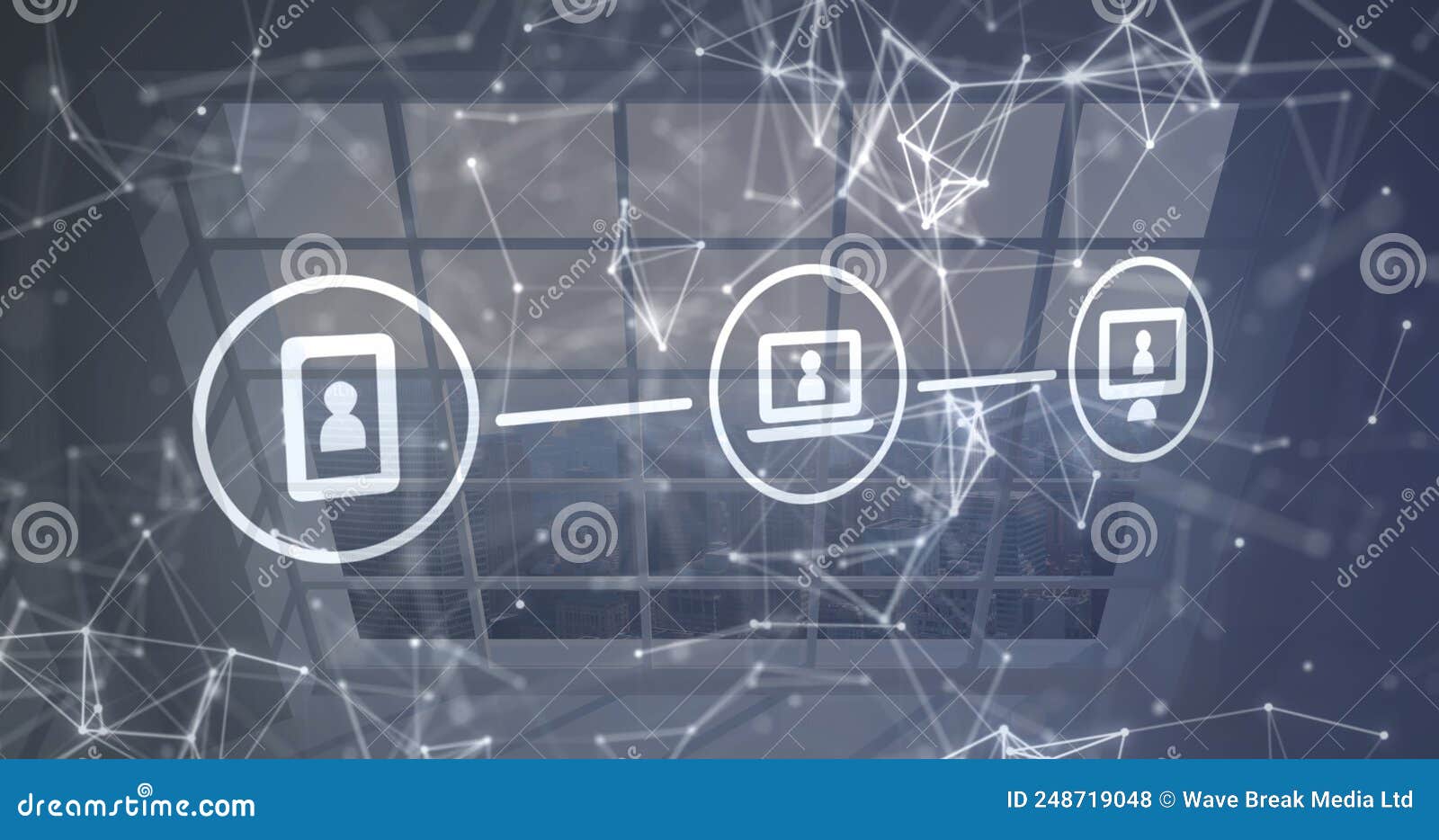 Image of Icons with Network of Connections Over Window Stock ...