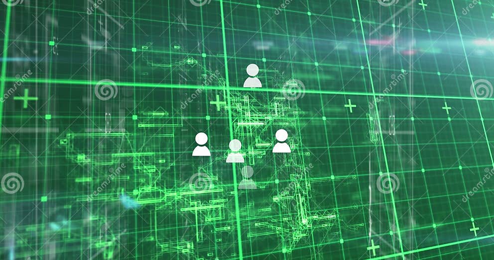 Image of Icons Over Data Processing on Green Background Stock ...