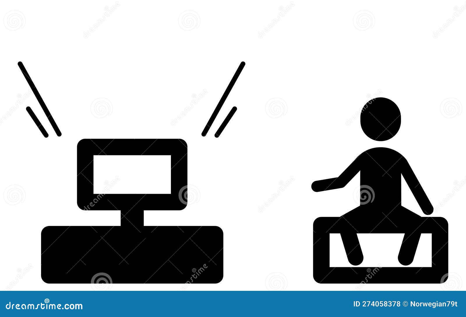 Image Icons of Person Watching TV at Loud Volume that Causes Noise ...