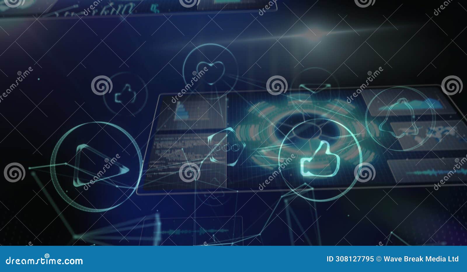 Image of Icons and Scopes Scanning Over Digital Screen Stock ...