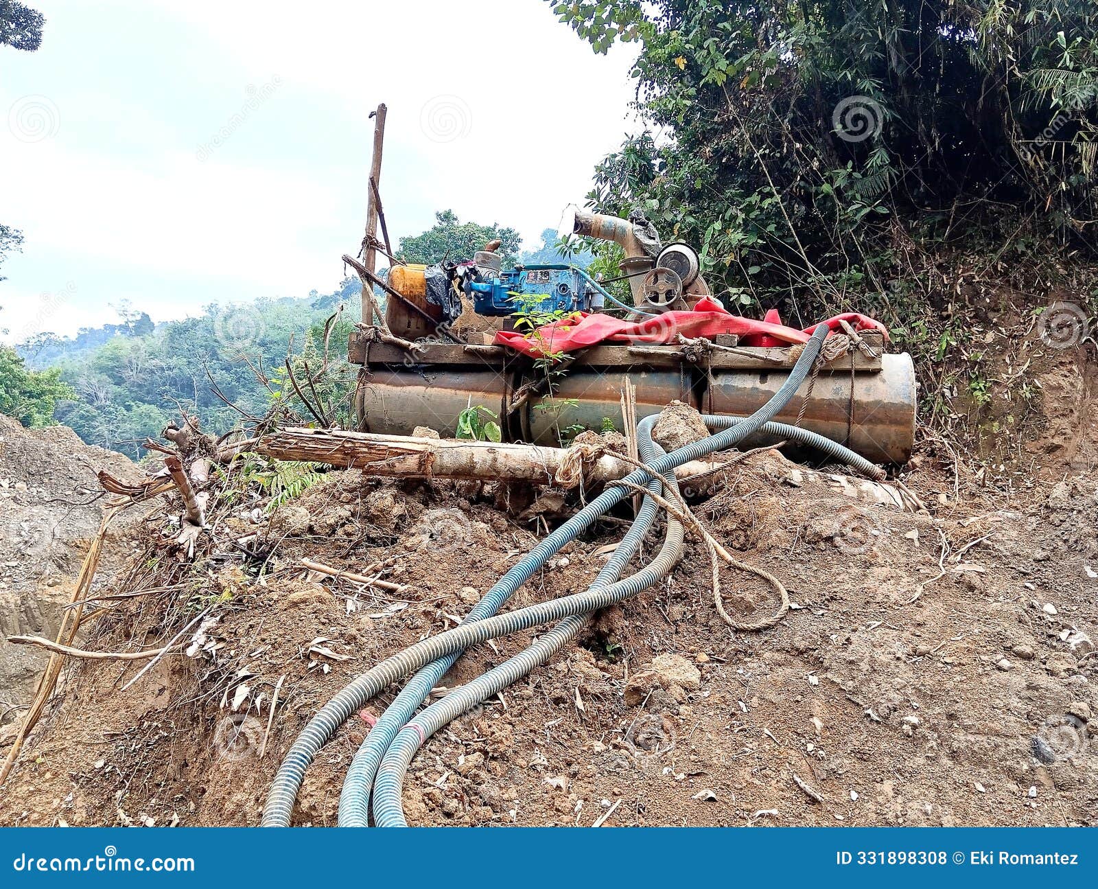 Image of Illegal Gold Mining Operating Machines in the Middle of the ...