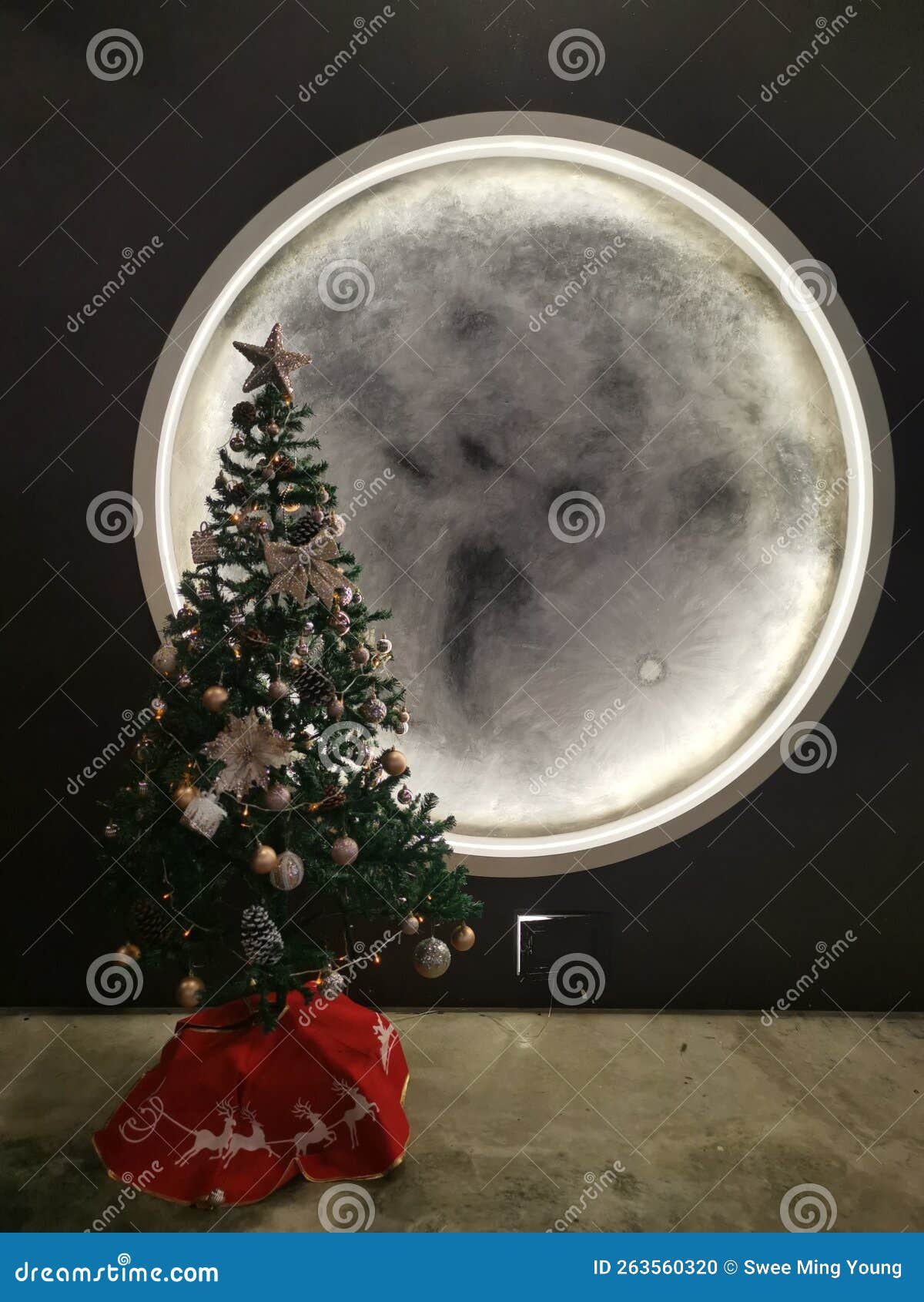 Illuminated Full Moon Image Around the Hall for Christmas Celebration ...
