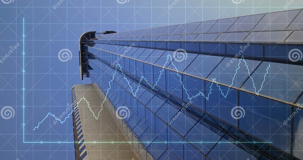 Image of Illuminated Graphs with Grid Pattern Over Low Angle View of ...