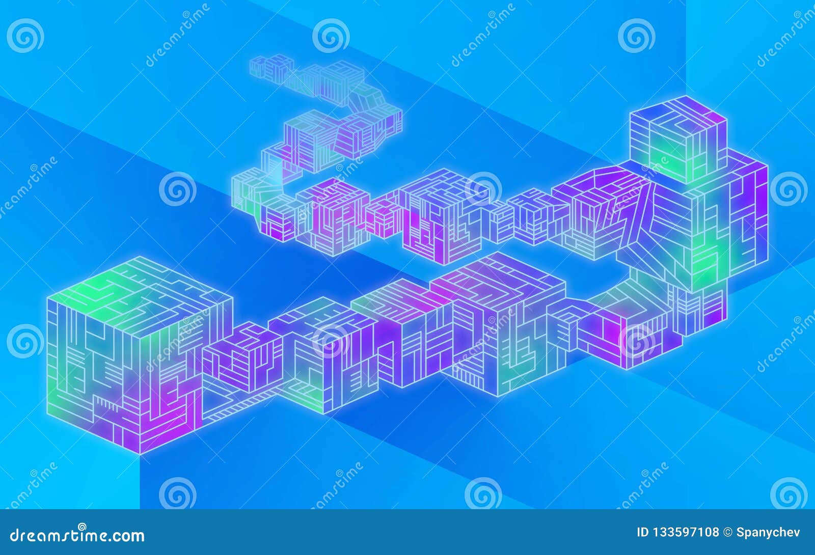 The Image Illustrates Blockchain - the Series of Data Blocks. Ba Stock ...