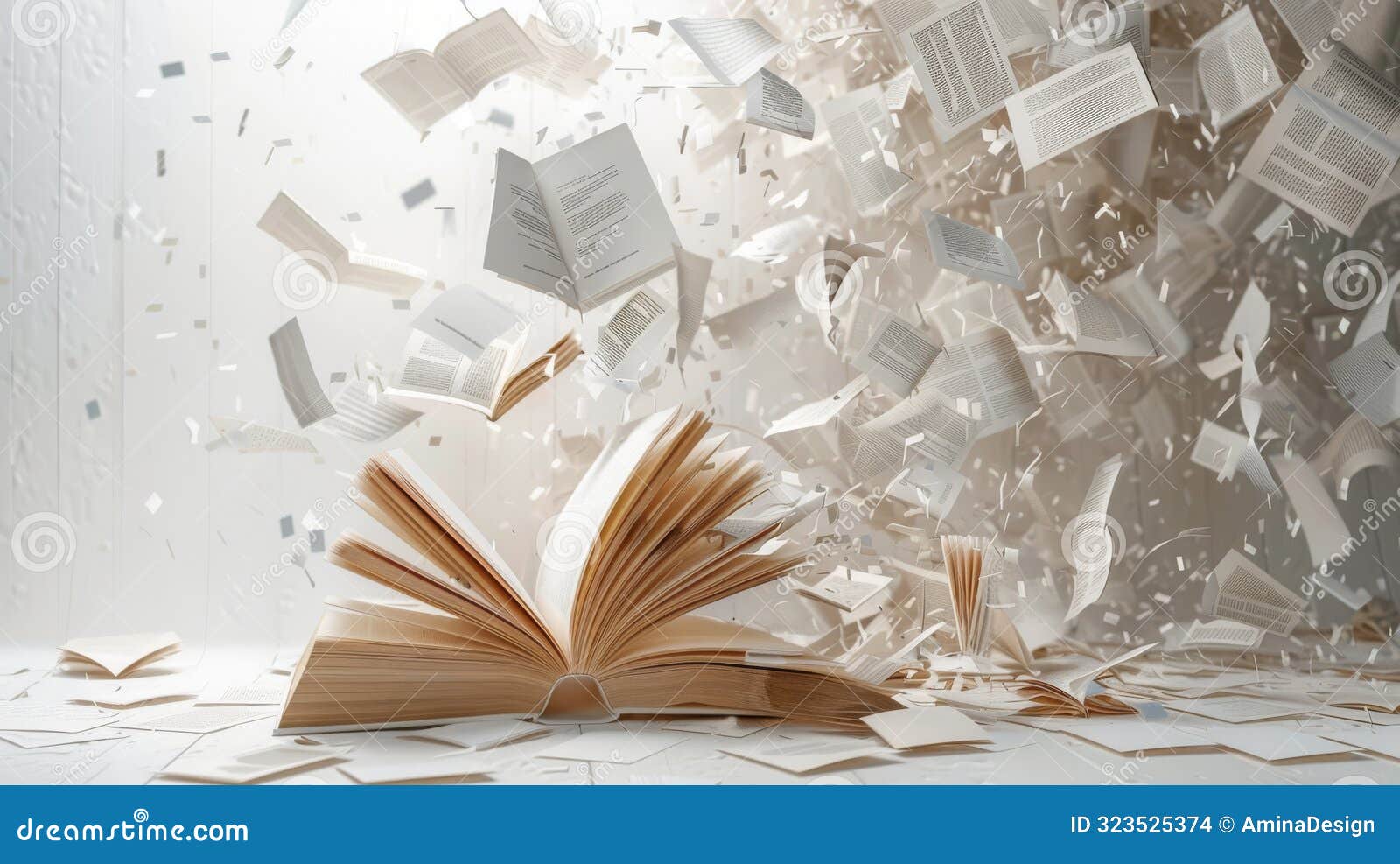 An Image Illustrating an Open Book with Pages Fluttering, Symbolizing ...