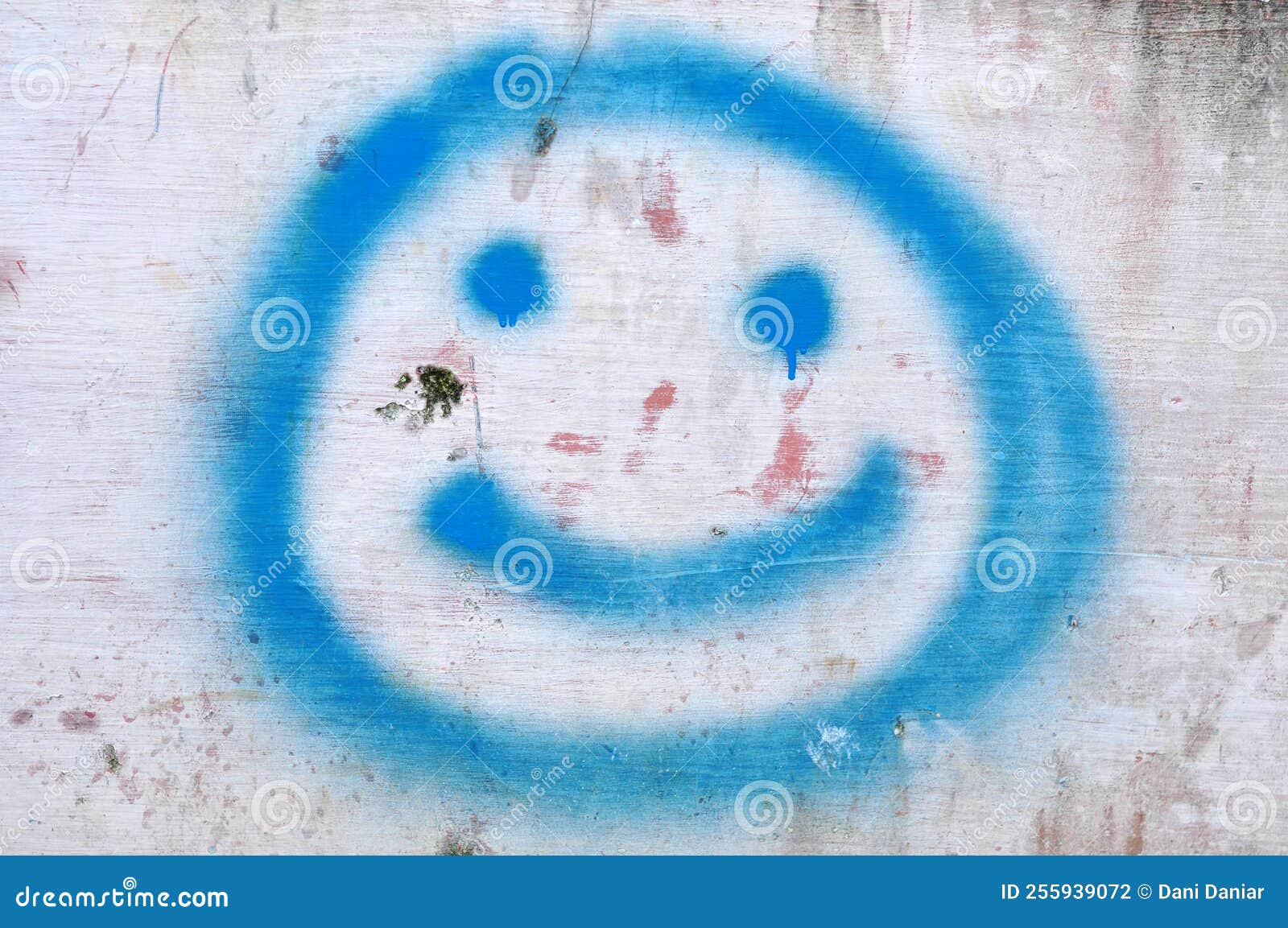 Image or Illustration of a Blue Smile Icon Made Using Spray Paint Stock ...