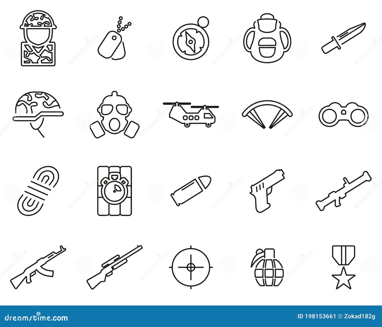 Commandos Or Special Forces Army Unit Icons Thin Line Vector ...