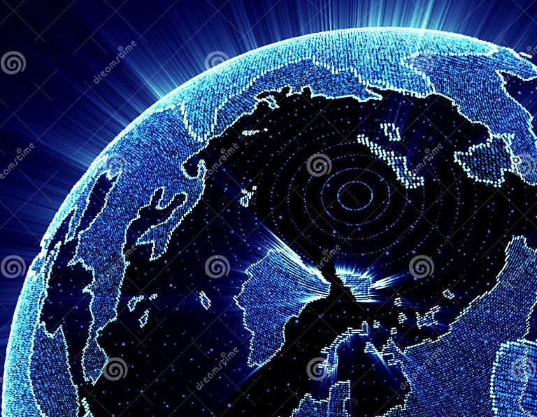 Future Technology Earth, Earth Network and Big Data Stock Illustration ...