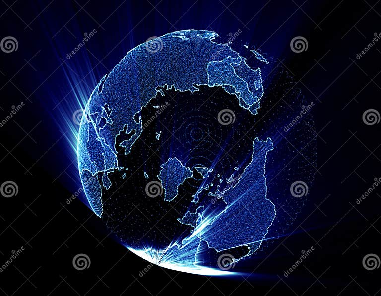 Future Technology Earth, Earth Network and Big Data Stock Illustration ...