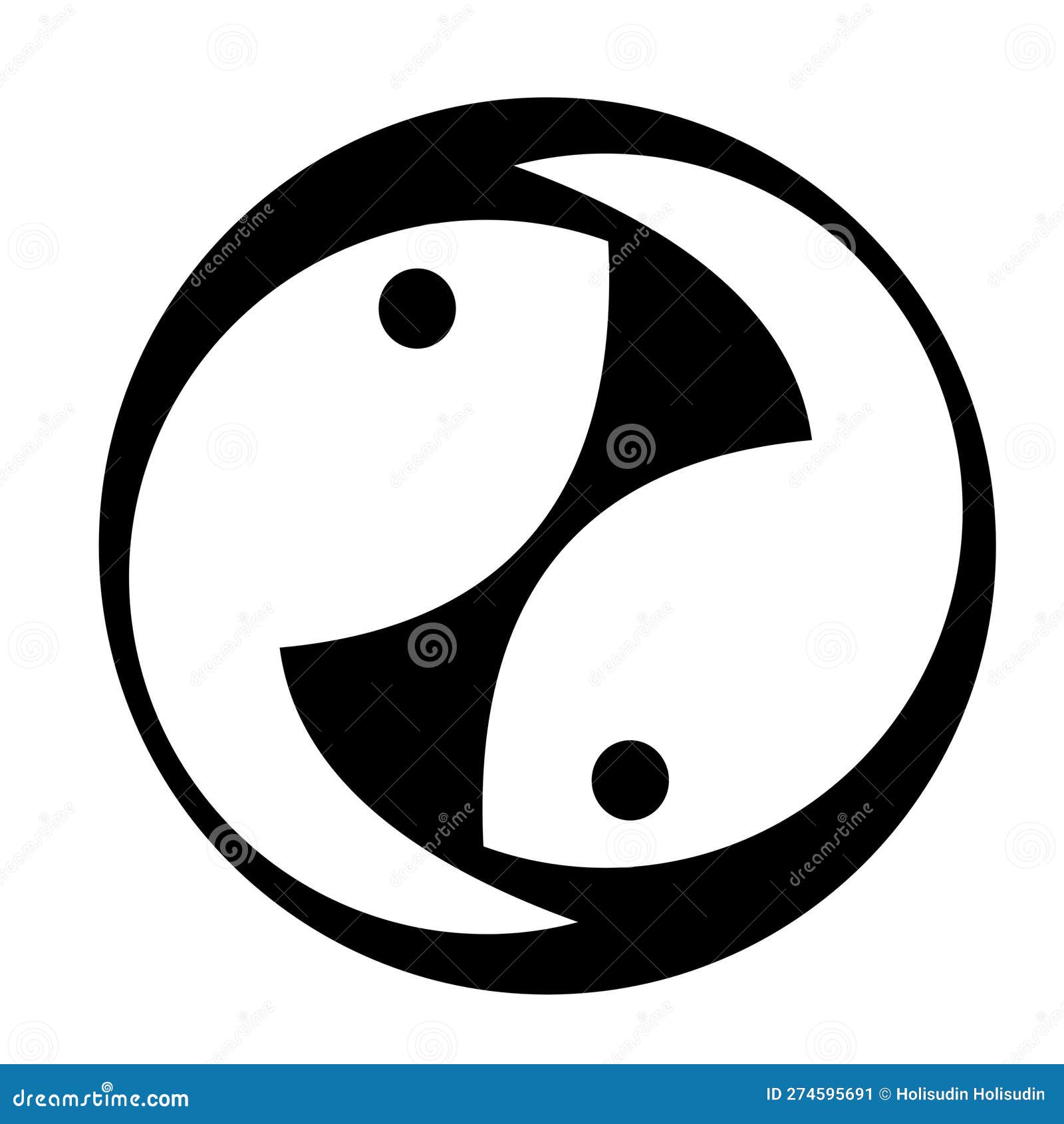 Image of Illustration of Two Fish Tails in Black Circle for Symbol or ...