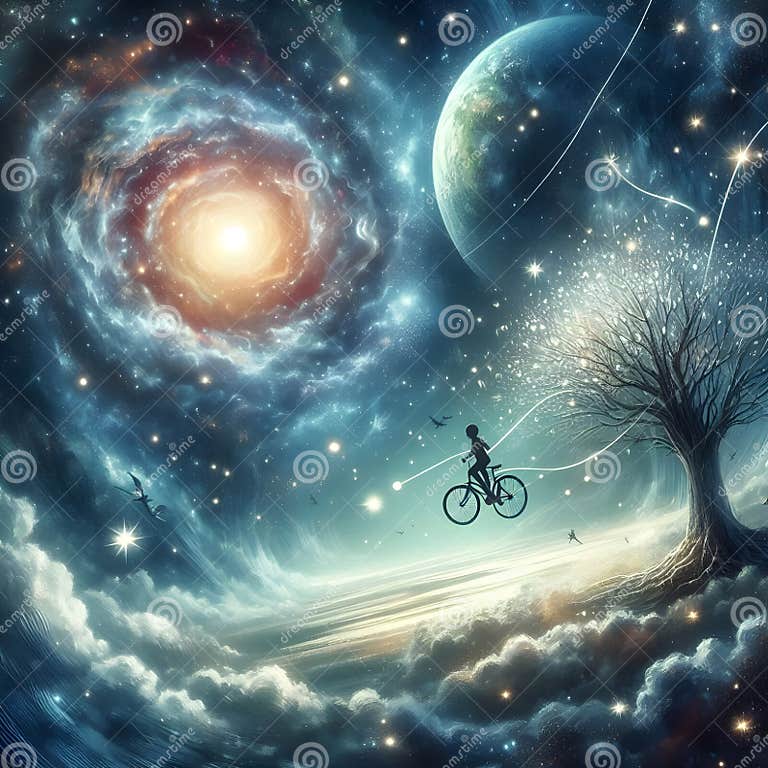 Image of an Imaginary Moon,stars and Celestial Tree of Life in a ...