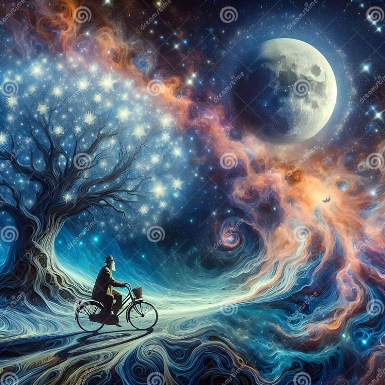 Image of an Imaginary Moon,stars and Celestial Tree of Life in a ...