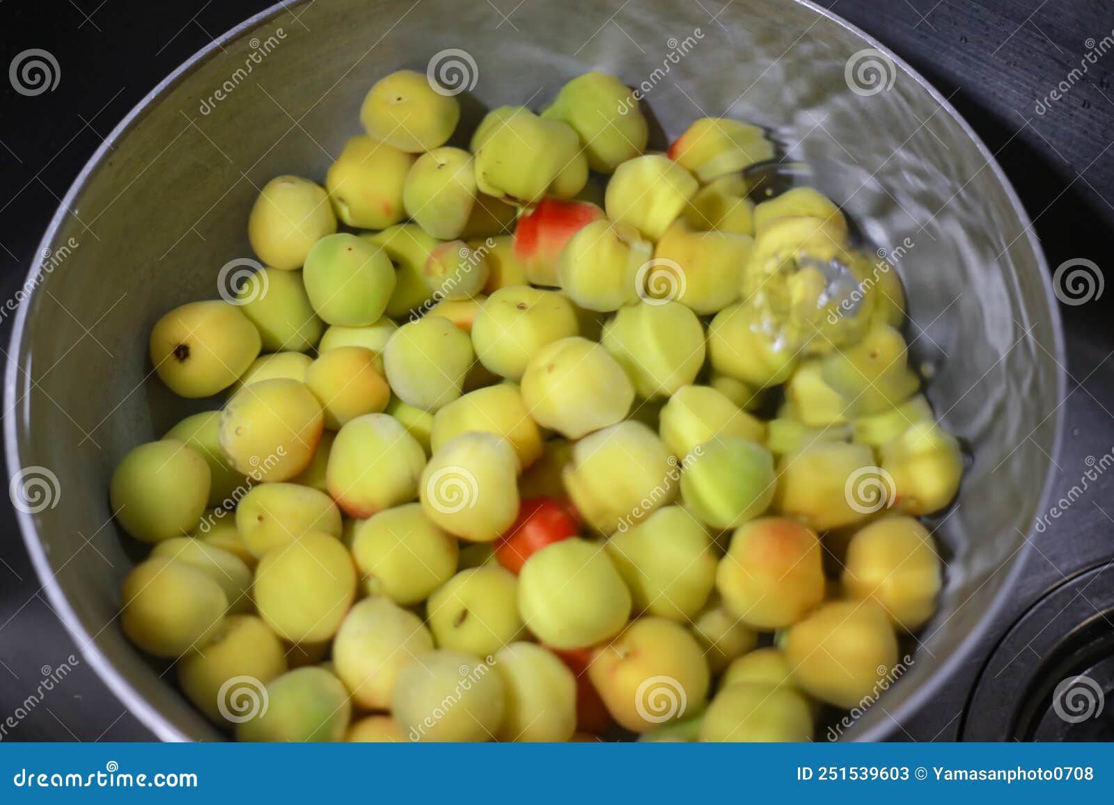Soaking plums in water stock image. Image of food, body - 251539603