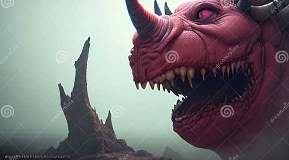 Horned giant red monster stock illustration. Illustration of head ...