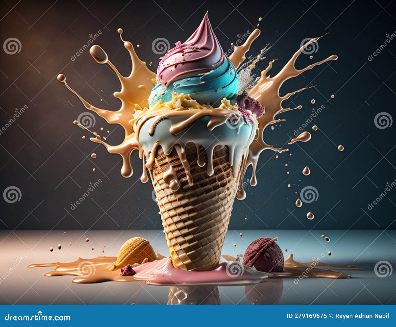 Ice cream splash stock illustration. Illustration of cream - 279169675