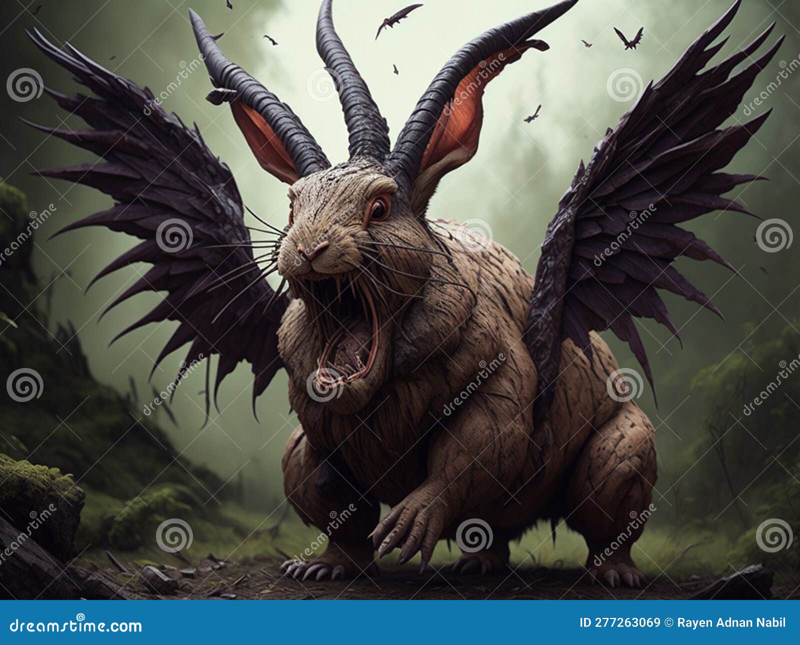 Wingged horn rabbit stock illustration. Illustration of sketch - 277263069