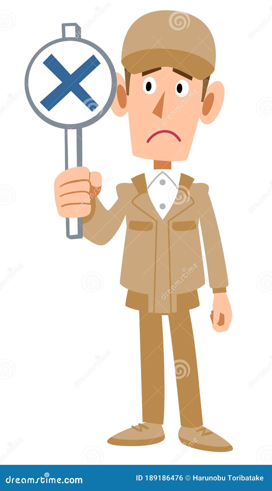 Incorrect Answer Shown by a Man in Work Clothes Stock Vector ...