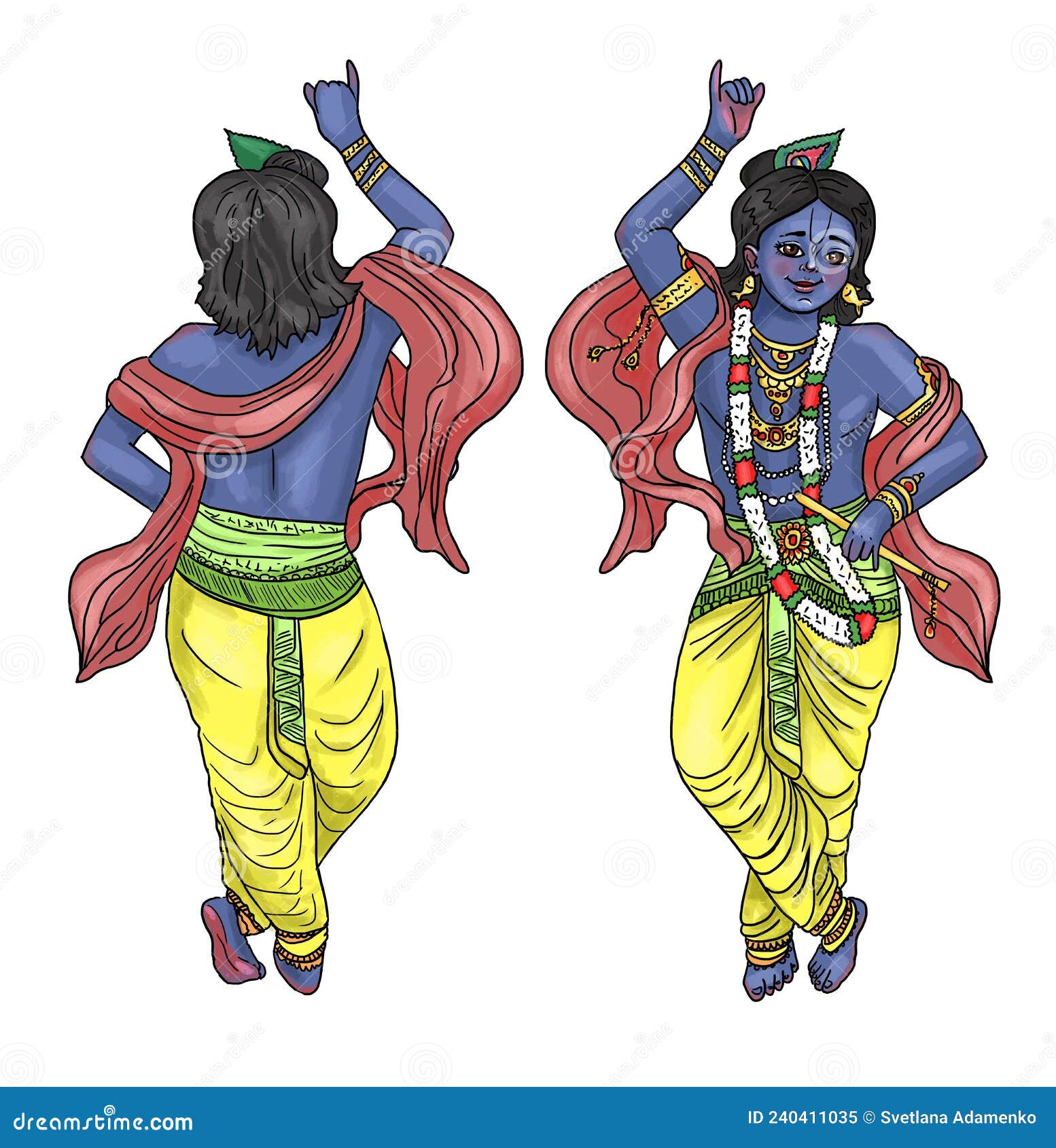 Image of the Indian Deity Krishna Stock Illustration - Illustration of ...