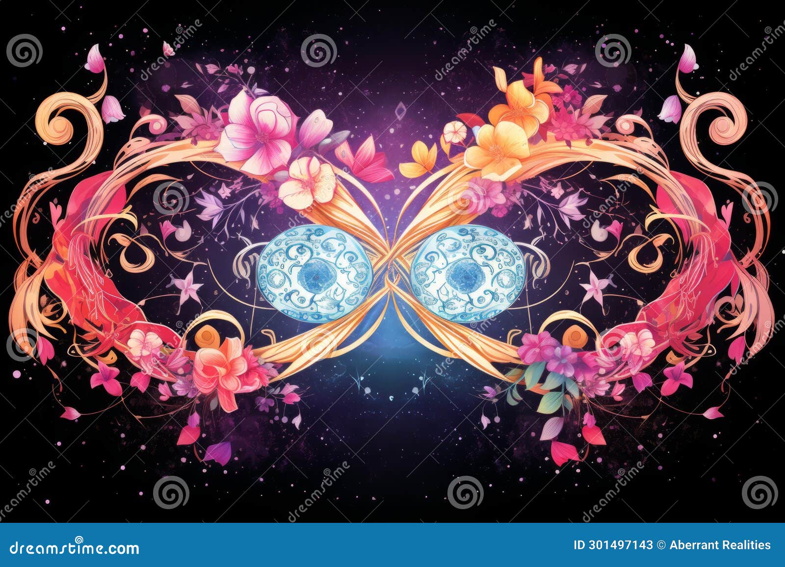 An Image of an Infinity Symbol with Flowers and Stars Stock Image ...