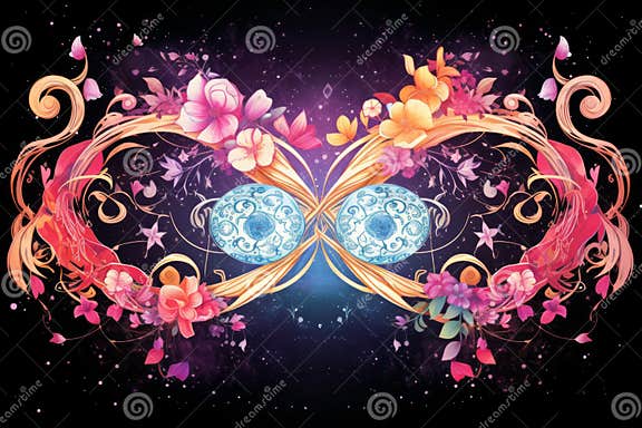 An Image of an Infinity Symbol with Flowers and Stars Stock Image ...