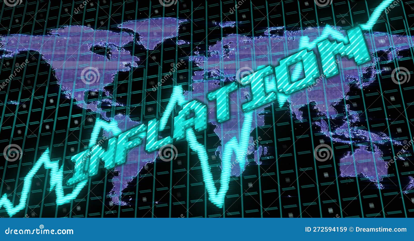 Image of Inflation Text in Blue Over Graph and World Map with Data ...