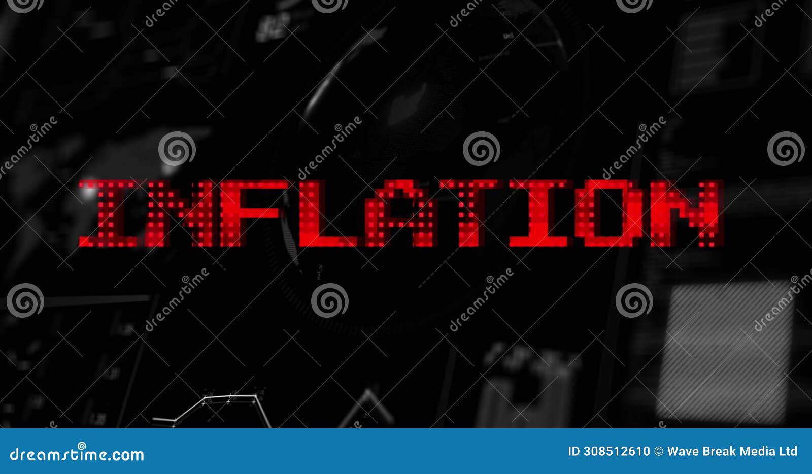 Image of Inflation Text in Red Over Globe, World Map and Data ...