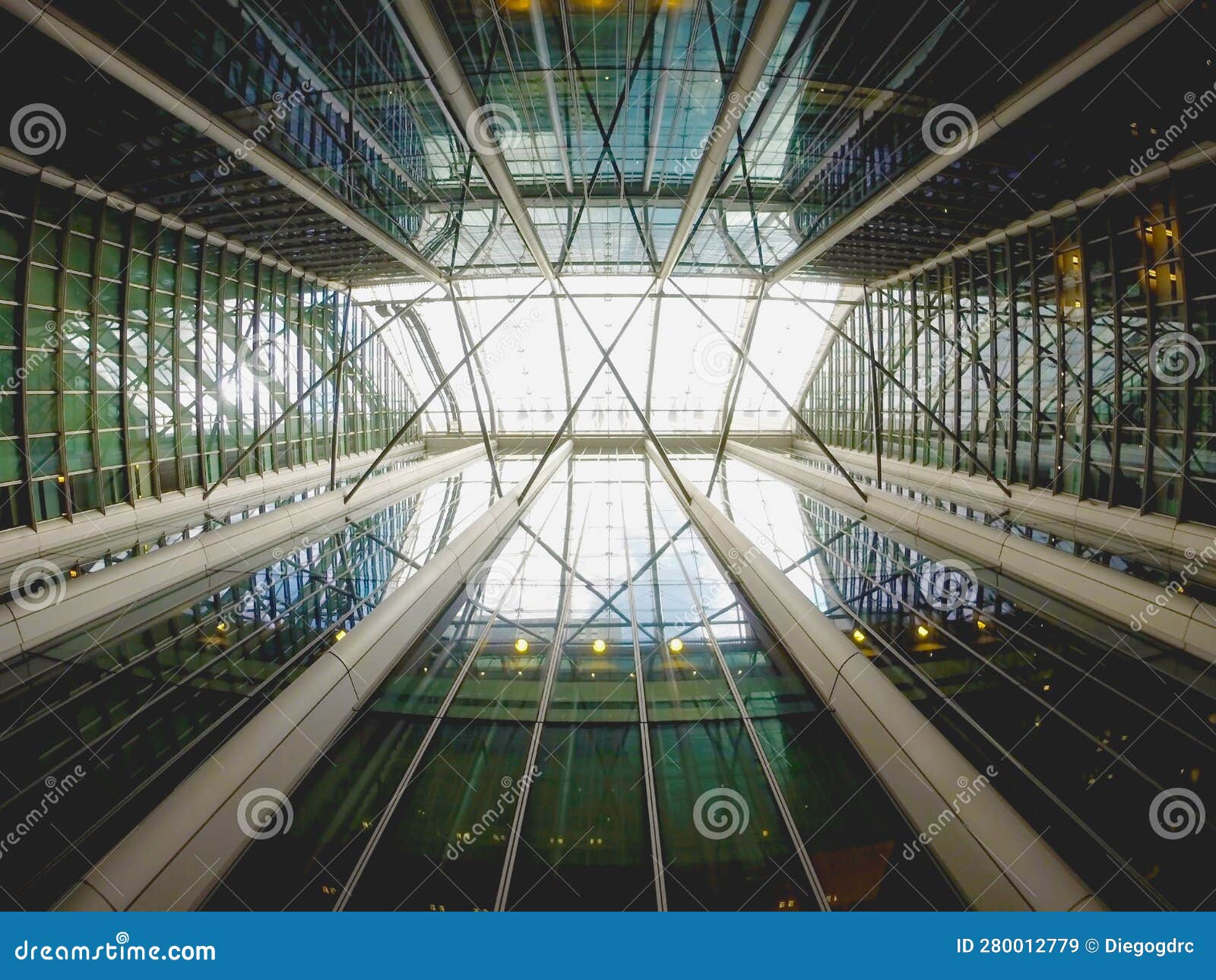 Image from the Inside of a Building Looking Up with Large Reflecting ...