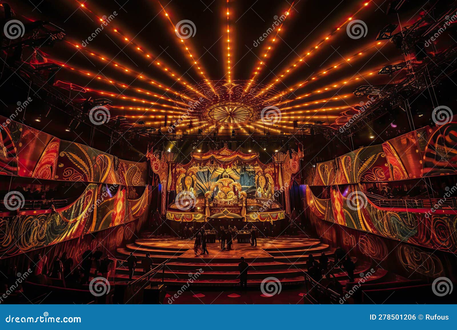 Image from Inside a Large Circus Illuminated by Beautiful Lights in Its ...