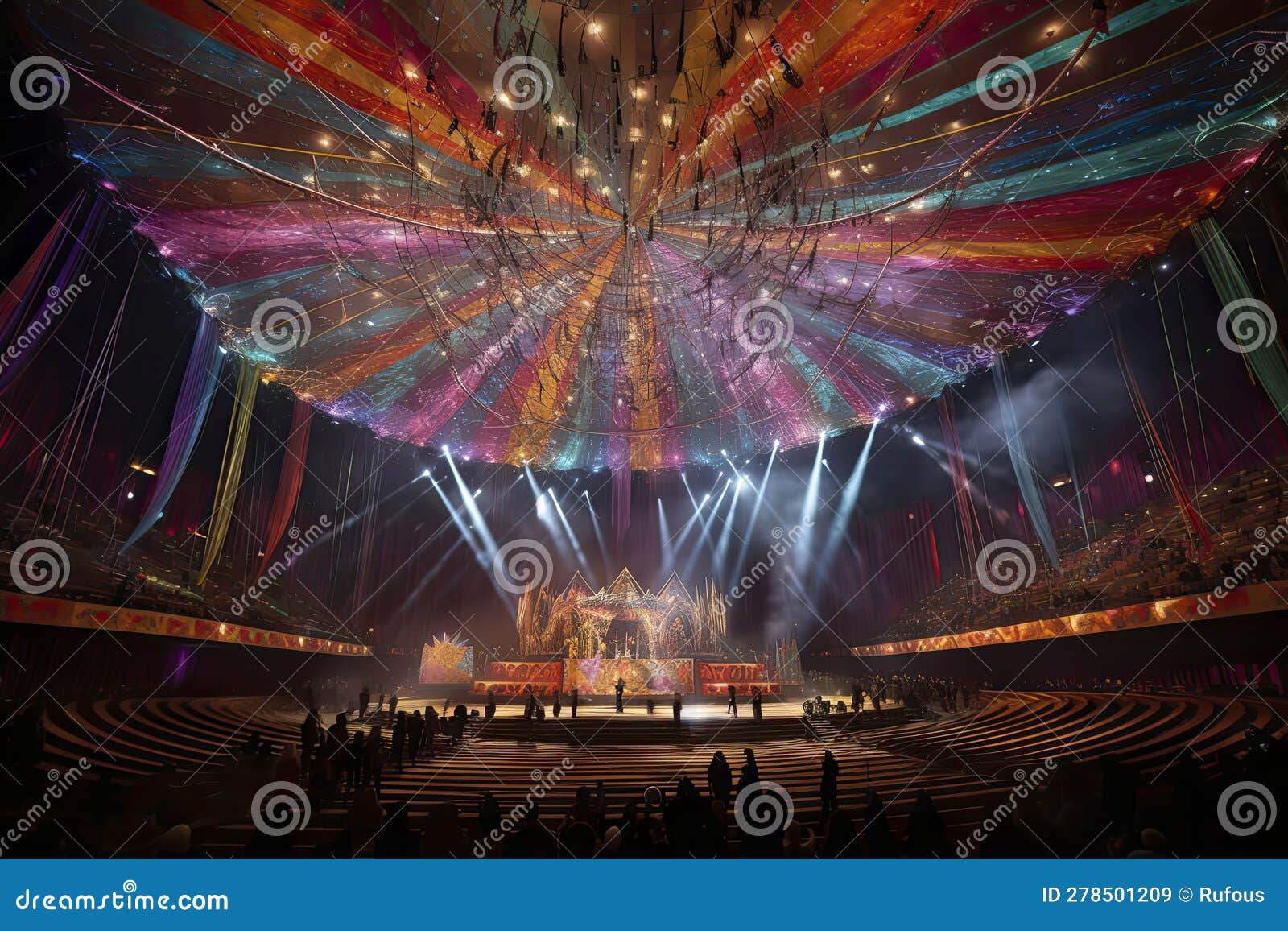 Image from Inside a Large Circus Illuminated by Beautiful Lights in Its ...