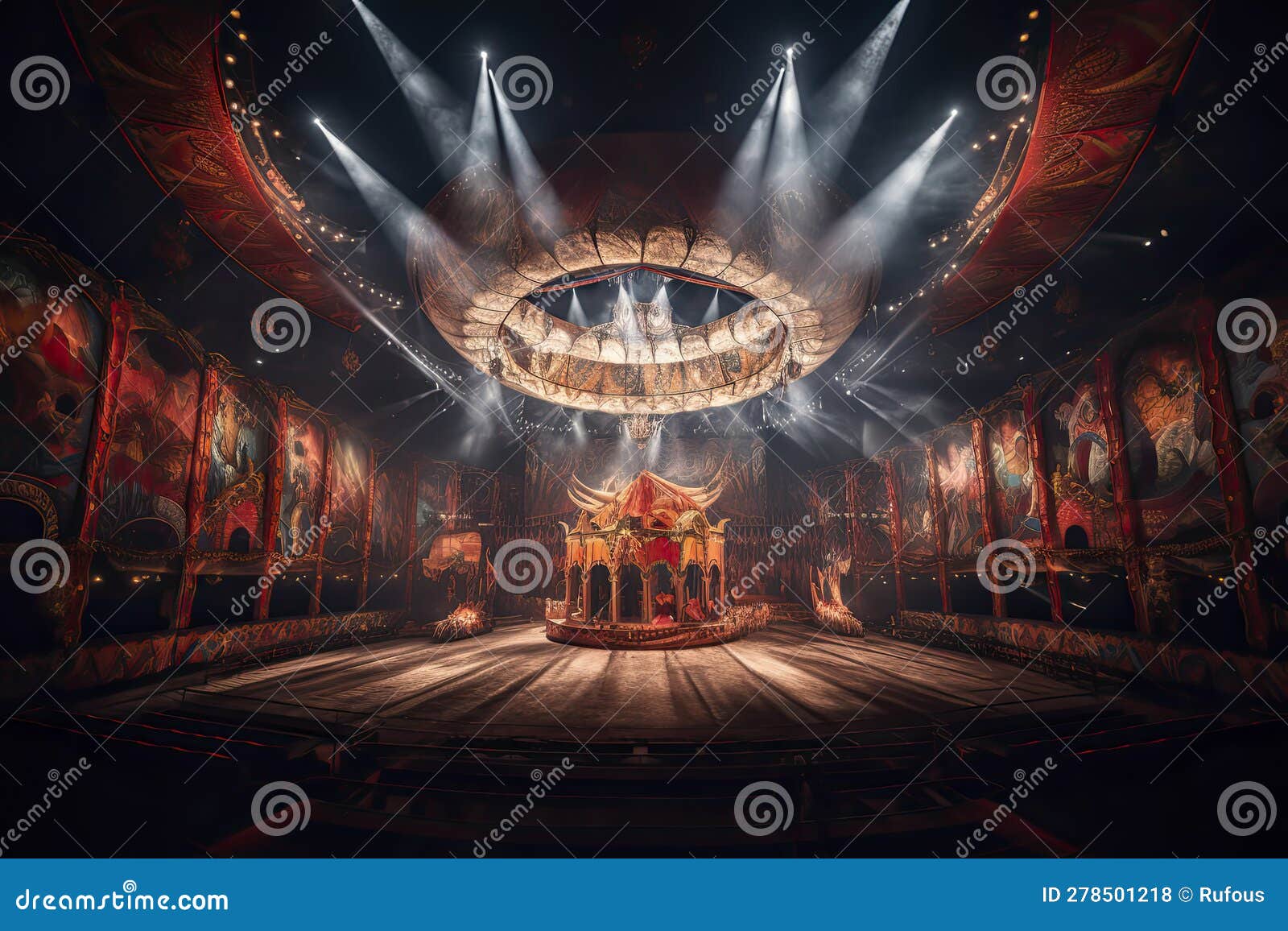 Image from Inside a Large Circus Illuminated by Beautiful Lights in Its ...