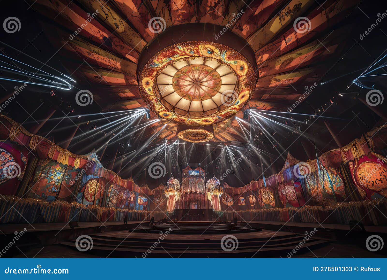 Image from Inside a Large Circus Illuminated by Beautiful Lights in Its ...