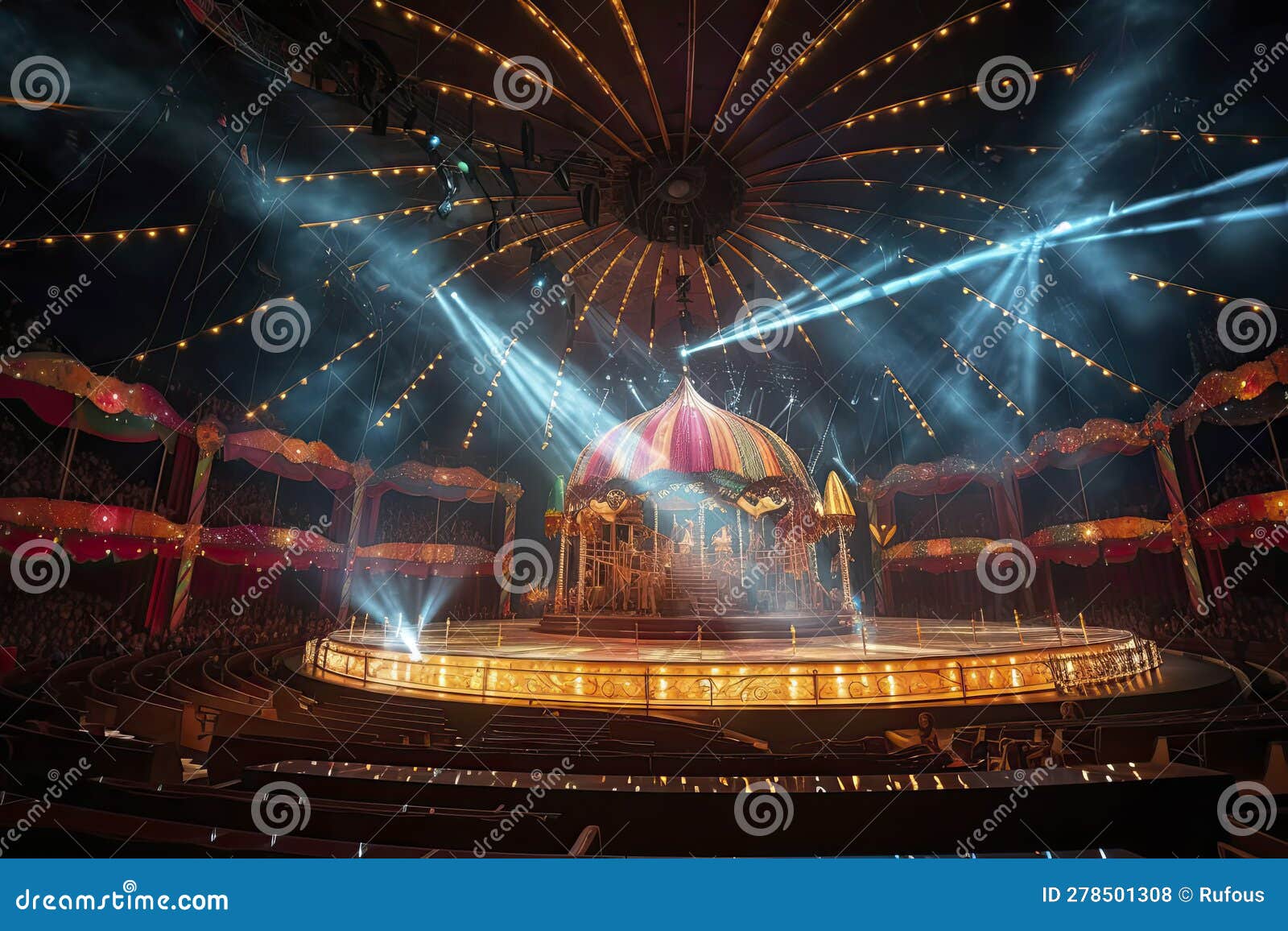 Image from Inside a Large Circus Illuminated by Beautiful Lights in Its ...