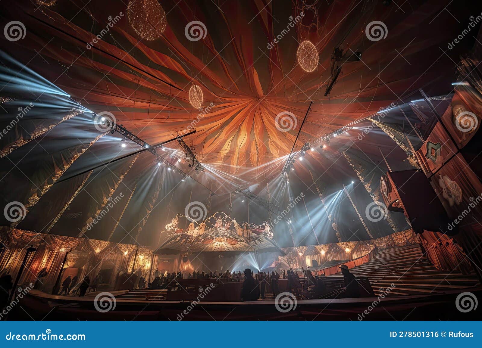 Image from Inside a Large Circus Illuminated by Beautiful Lights in Its ...